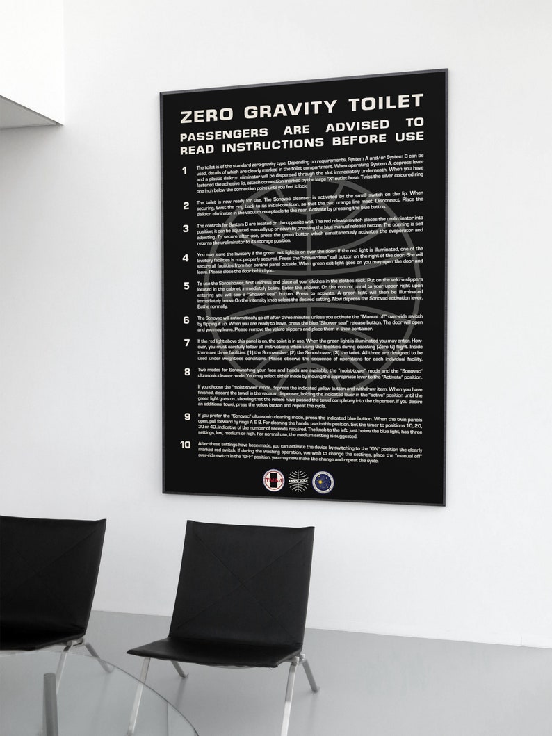 2001 Space Odyssey Inspired Zero Gravity Toilet Instructions Art Print ...