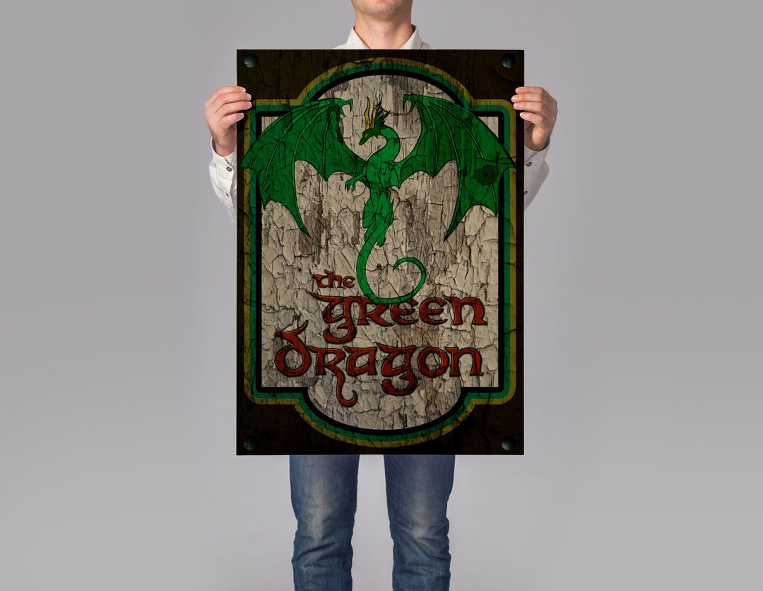 Green Dragon Pub Sign Art Print - Middle Earth Inspired - Etsy