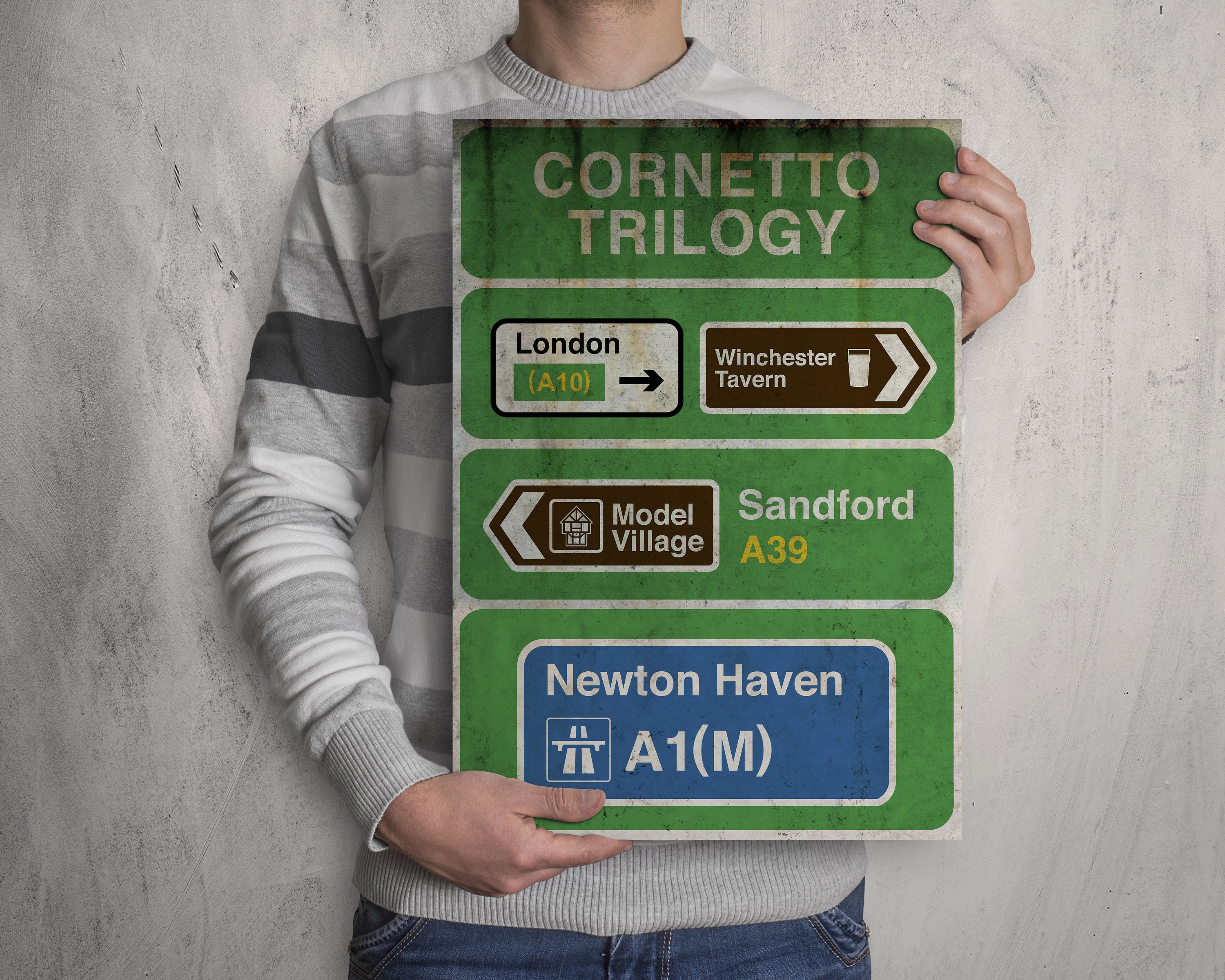 Cornetto Trilogy Road Sign Art Print: Shaun of the Dead, Hot Fuzz ...