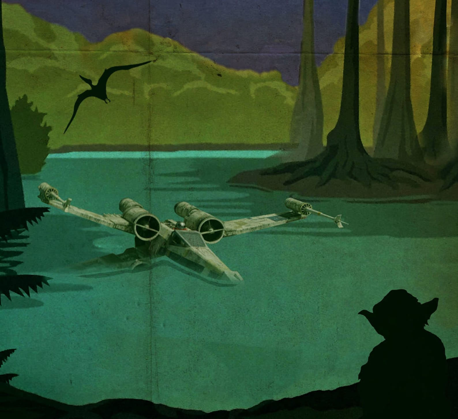 Star Wars Inspired Retro Style Dagobah Yoda Vintage Travel A1 A2 A3 A4 ...