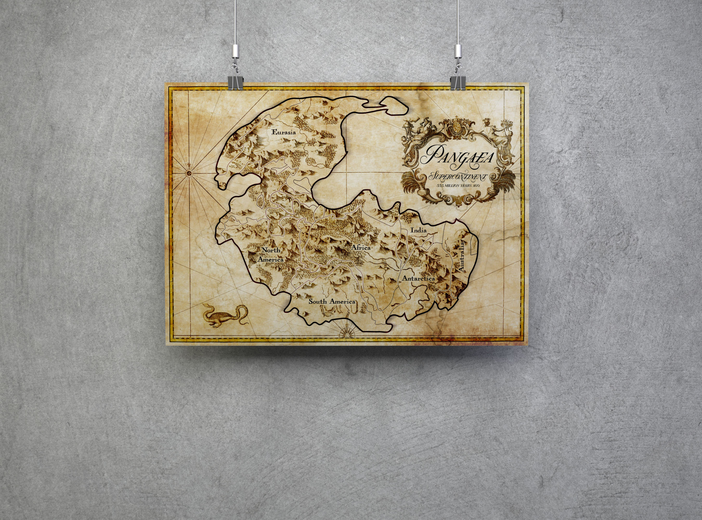 Vintage Style Map of Pangaea A4 A3 A2 A1 Art Print | Etsy