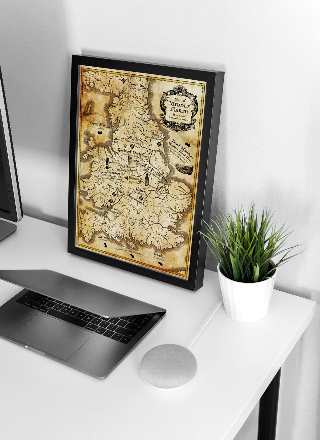 Vintage Tolkien Style Map of Middle Earth With Real World Inspired ...