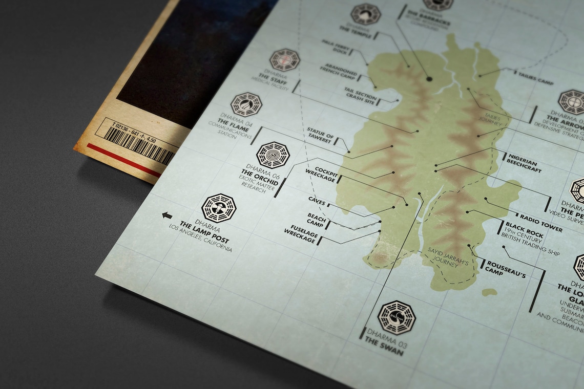 Lost TV Show Inspired Dharma Station Island Map Art Print - Etsy