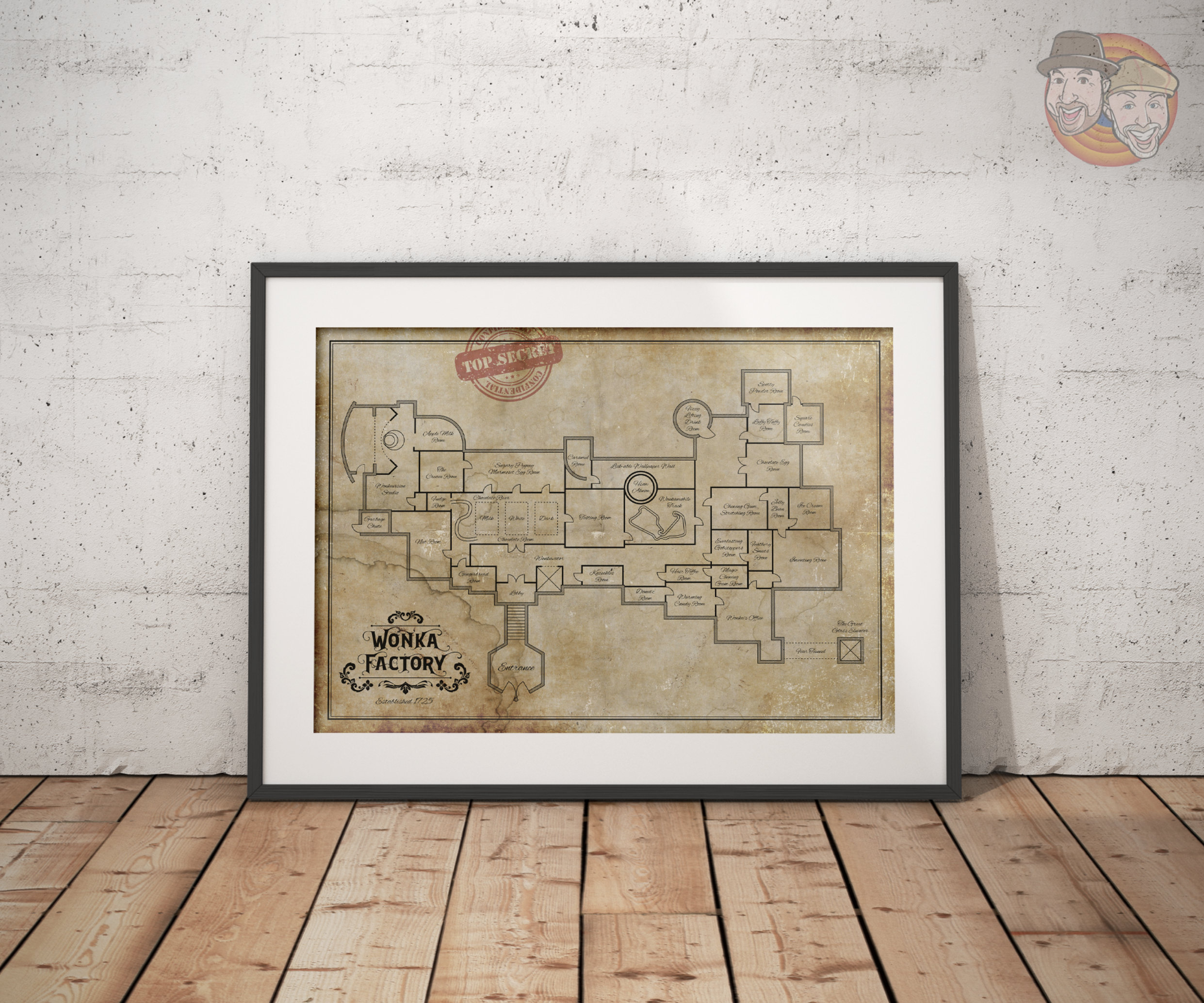 Willy Wonka Inspired Chocolate Factory Blueprint A4 A3 A2 A1 Art Print ...