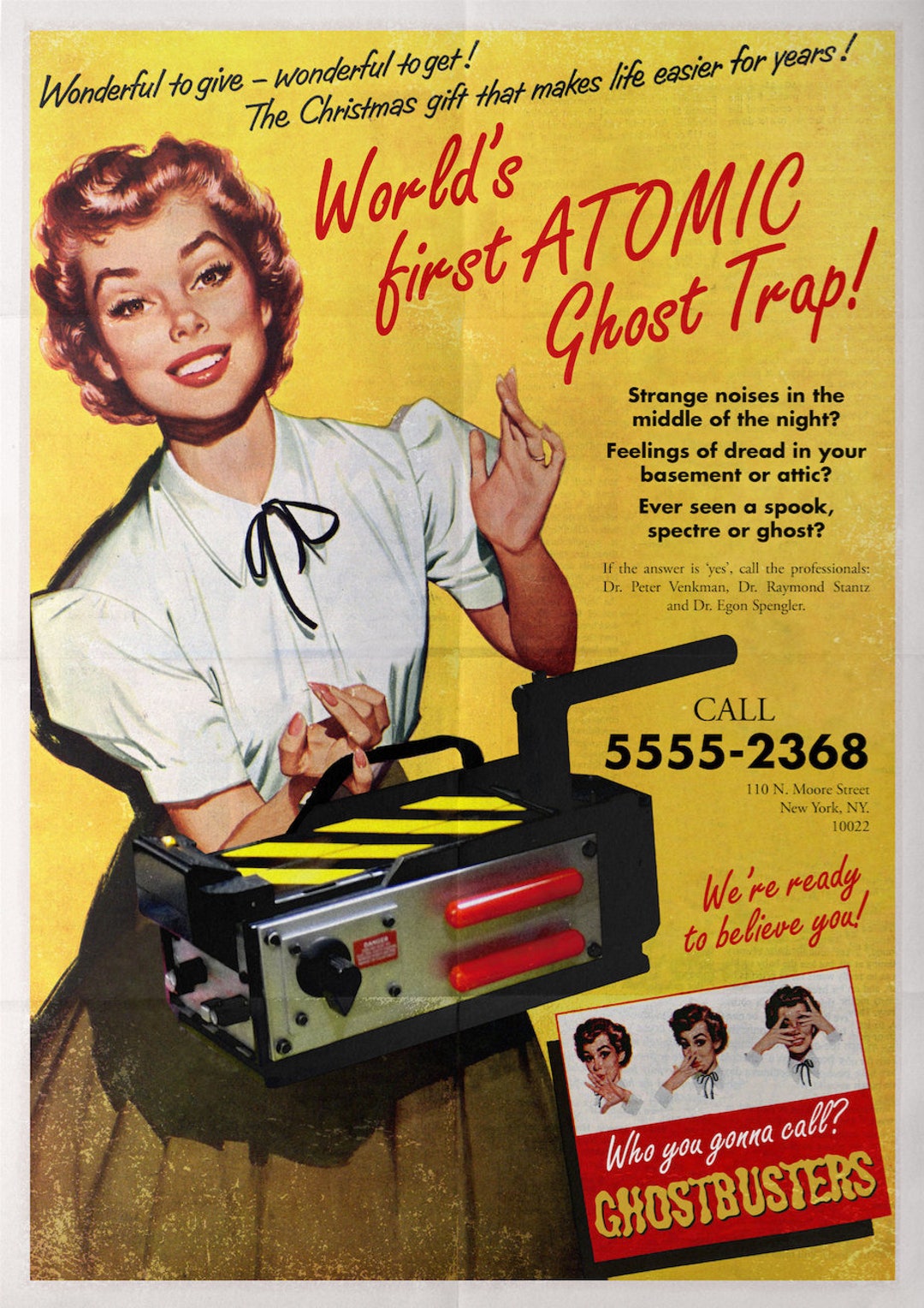 Retro Ghostbusters Atomic Ghost Trap Advertisement Vintage A4 A3 A2 ...