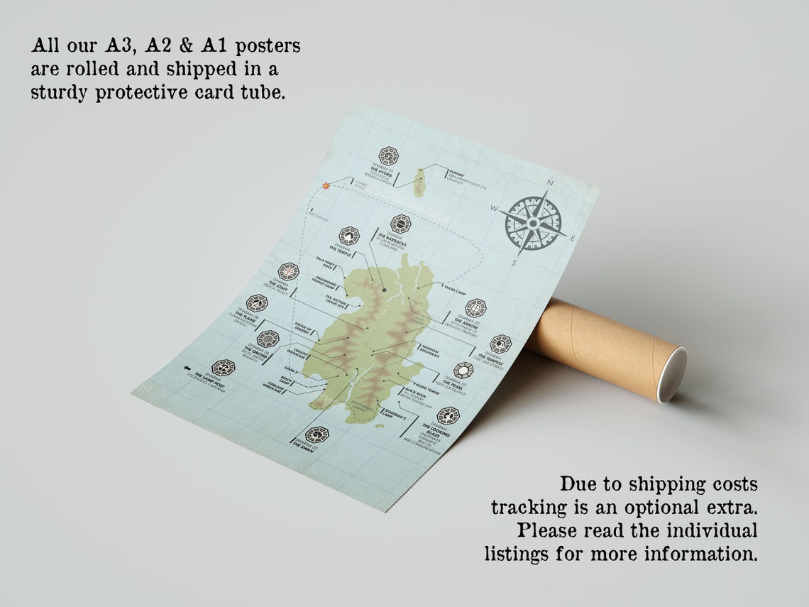 Lost Inspired Dharma Station Locations Island Map TV Prop - Etsy