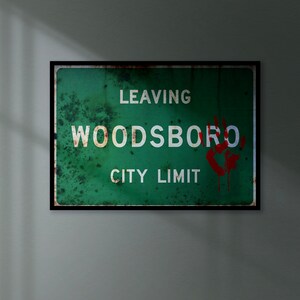 Scream Inspired Leaving Woodsboro Sign Art Print - Horror Movie Prop ...