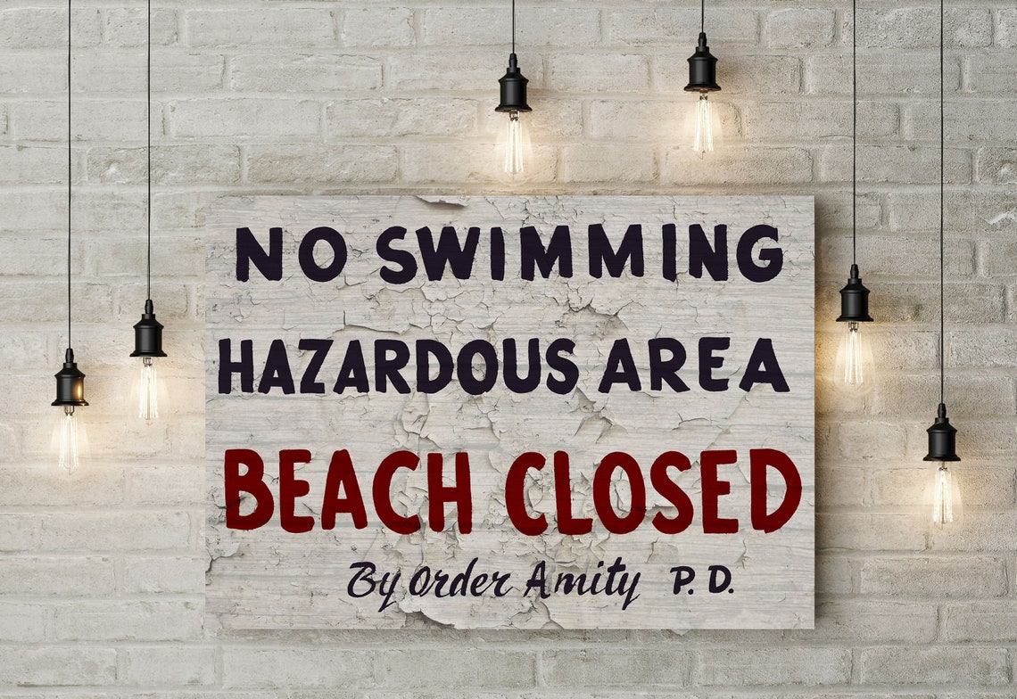 Jaws Inspired Amity Island No Swimming Sign Prop A4 A3 A2 | Etsy