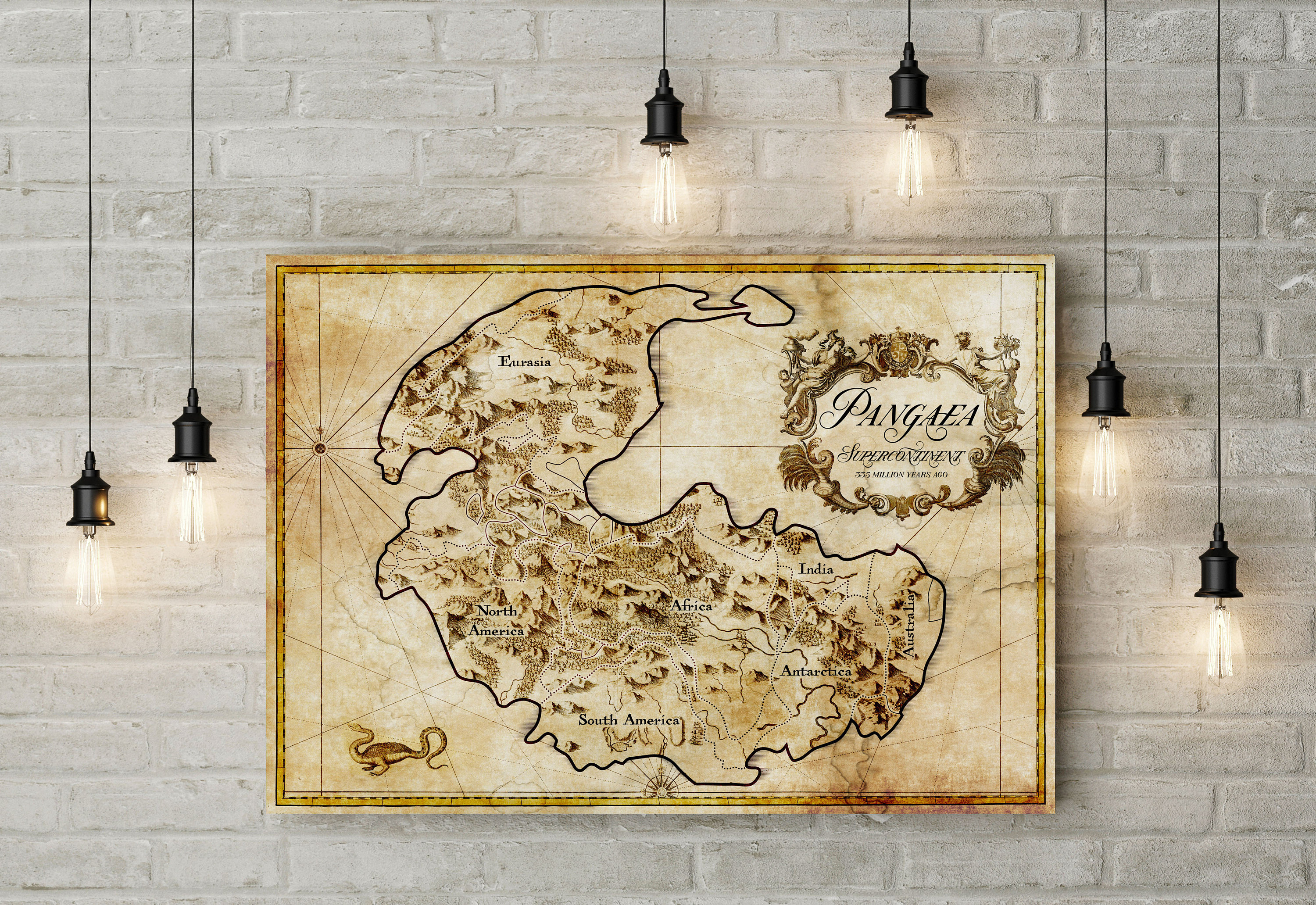 Vintage Style Map of Pangaea A4 A3 A2 A1 Art Print | Etsy