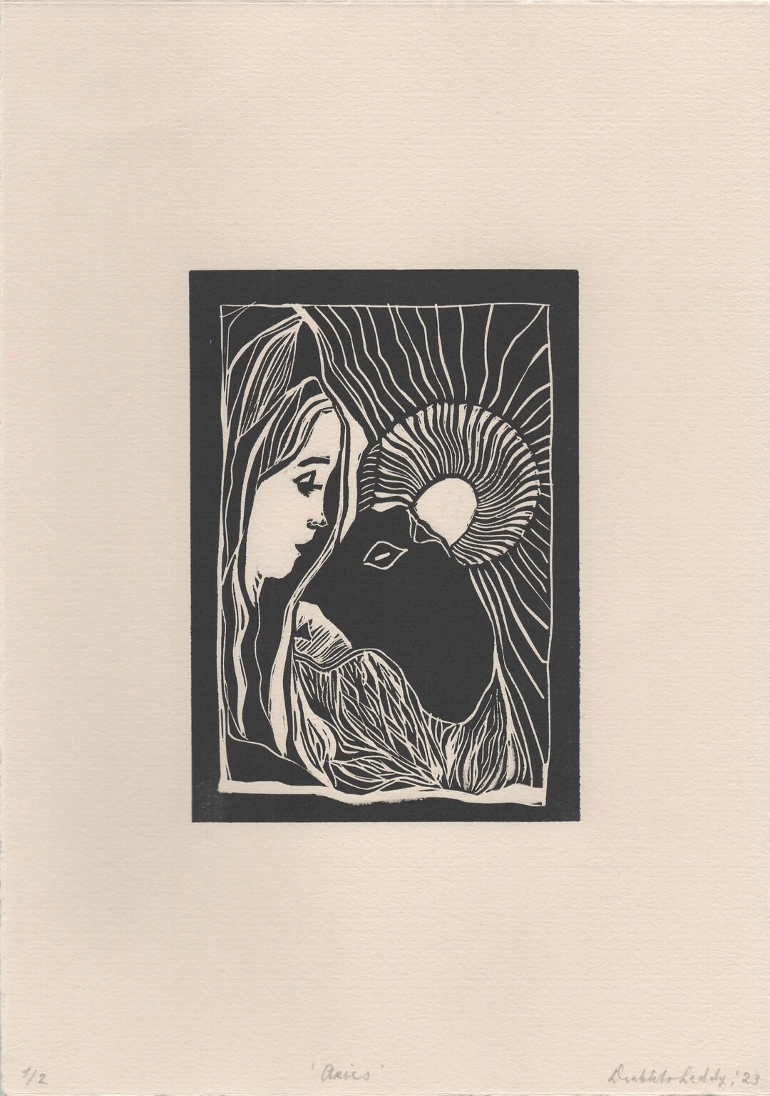 Original 'aries' Linocut Print - Etsy