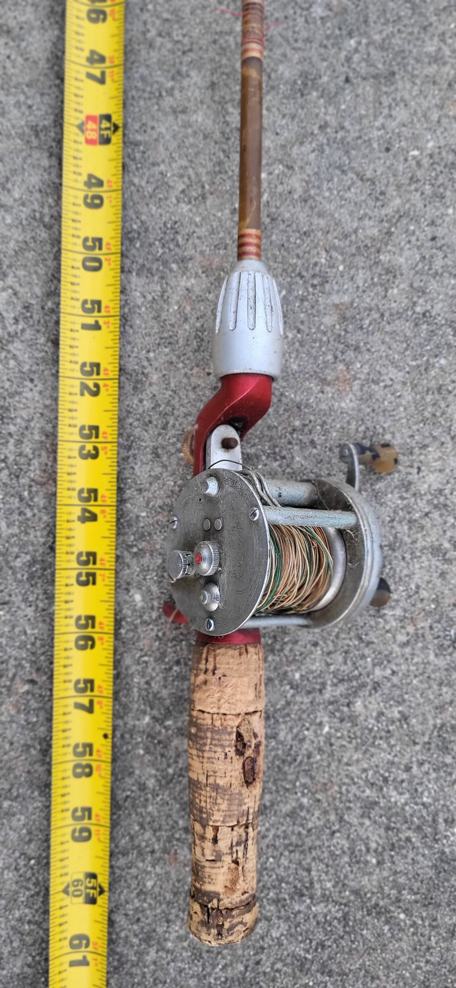Vintage Fishing Reel and Solid Glass Rod. Montgomery Ward No. 69 6310 ...