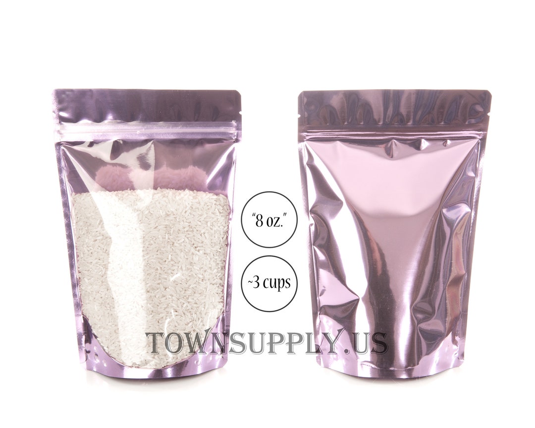 20 8 Oz Lavender Stand up Pouches With Clear Front, Purple Storage Bags ...