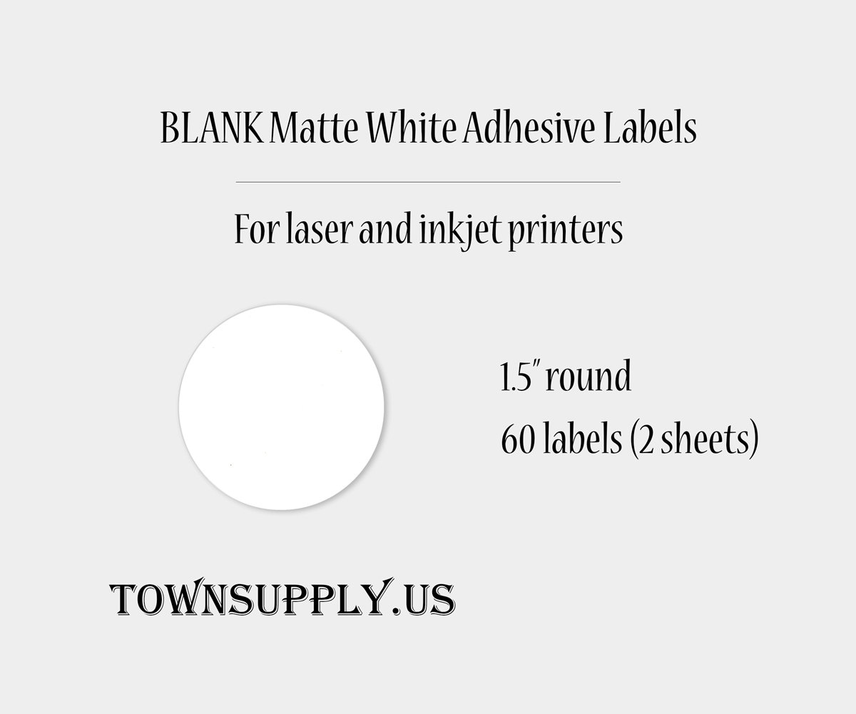 60 1.5 inch round white adhesive stickers blank | Etsy