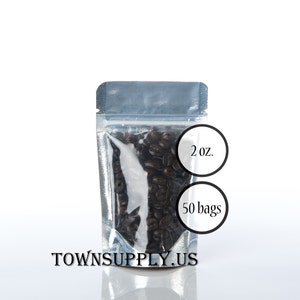 50 2 Oz Kraft Foil Lined Stand up Pouch With Clear Front, Food Safe ...