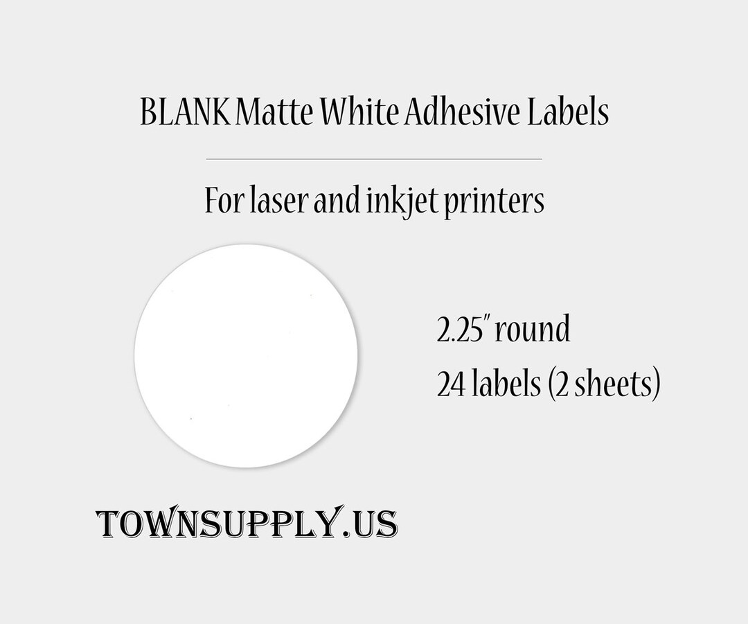 24 2.25 Inch Round Circle White Adhesive Stickers - Blank Stick on ...