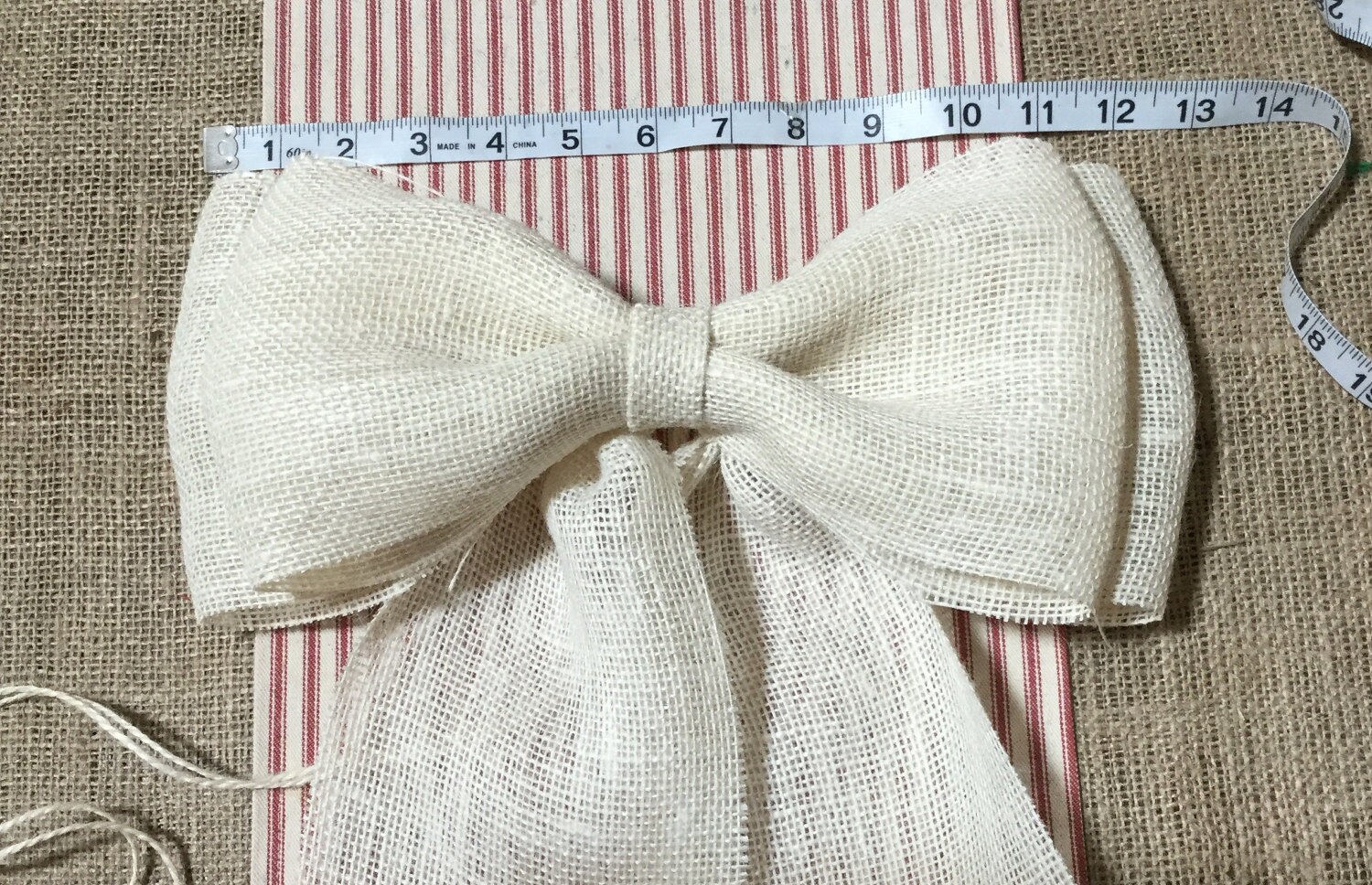 Ivory Burlap Christmas Tree Topper Bow Decoration 12 - Etsy