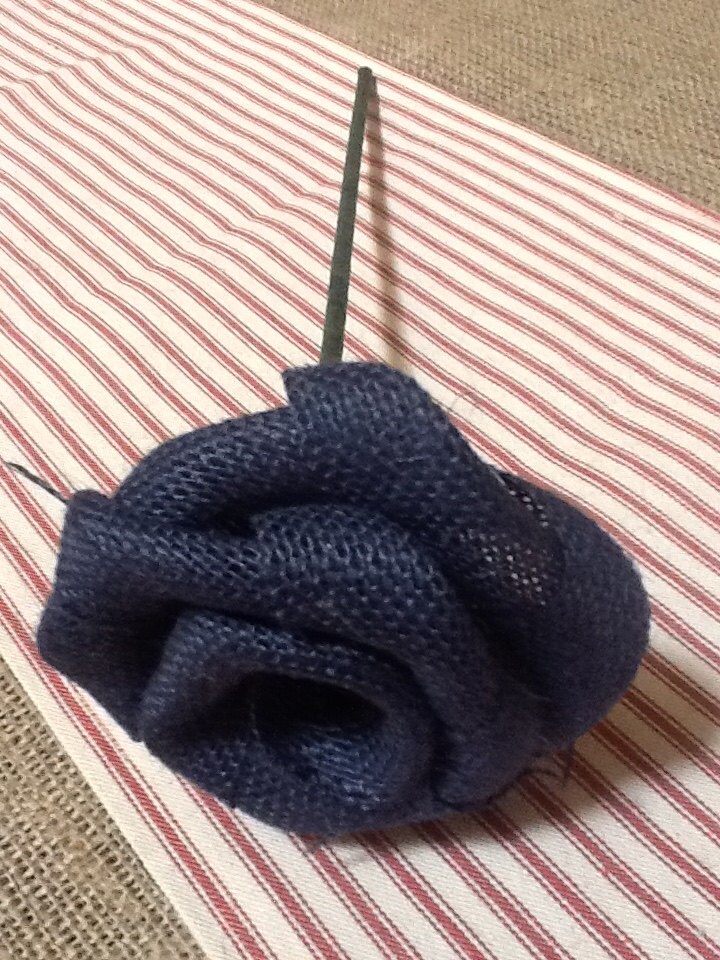 Set of 3 Midnight Navy Blue Burlap Stem Rose Flowers Wedding - Etsy