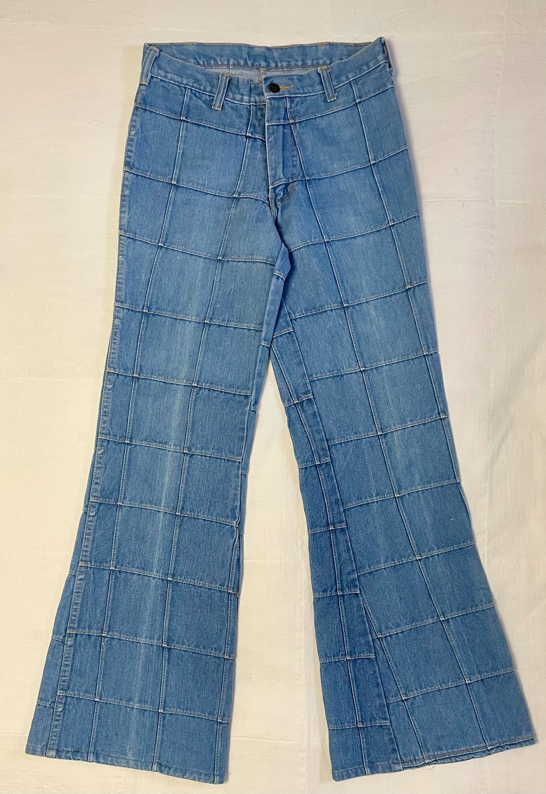 1970s Brittania Window Pane Jeans Bell Bottoms Size 30L - Etsy