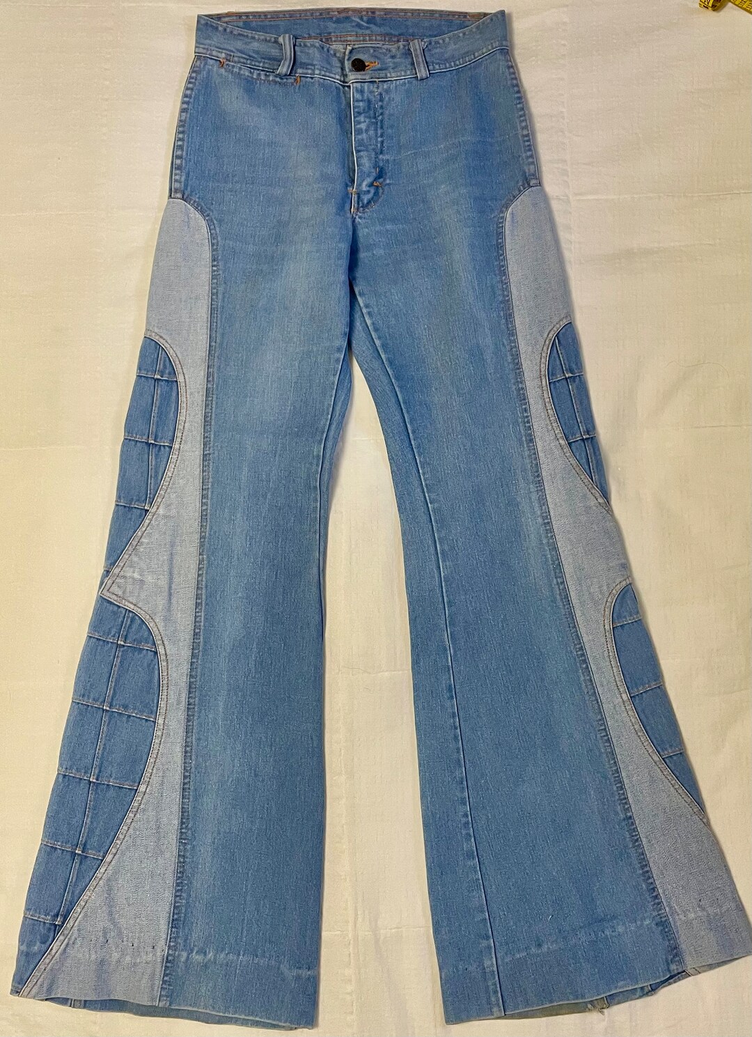 1970s Brittania Window Pane Jeans Bell Bottoms Size 30L - Etsy