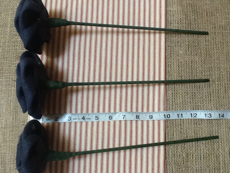 Set of 3 Midnight Navy Blue Burlap Stem Rose Flowers Wedding - Etsy