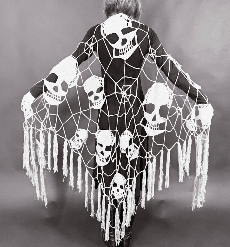 Lost Souls Shawl Crochet 13 Skulls Dark Academia Clothing Halloween ...