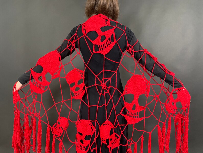 Lost Souls Shawl Crochet 13 Skulls Dark Academia Clothing Halloween ...