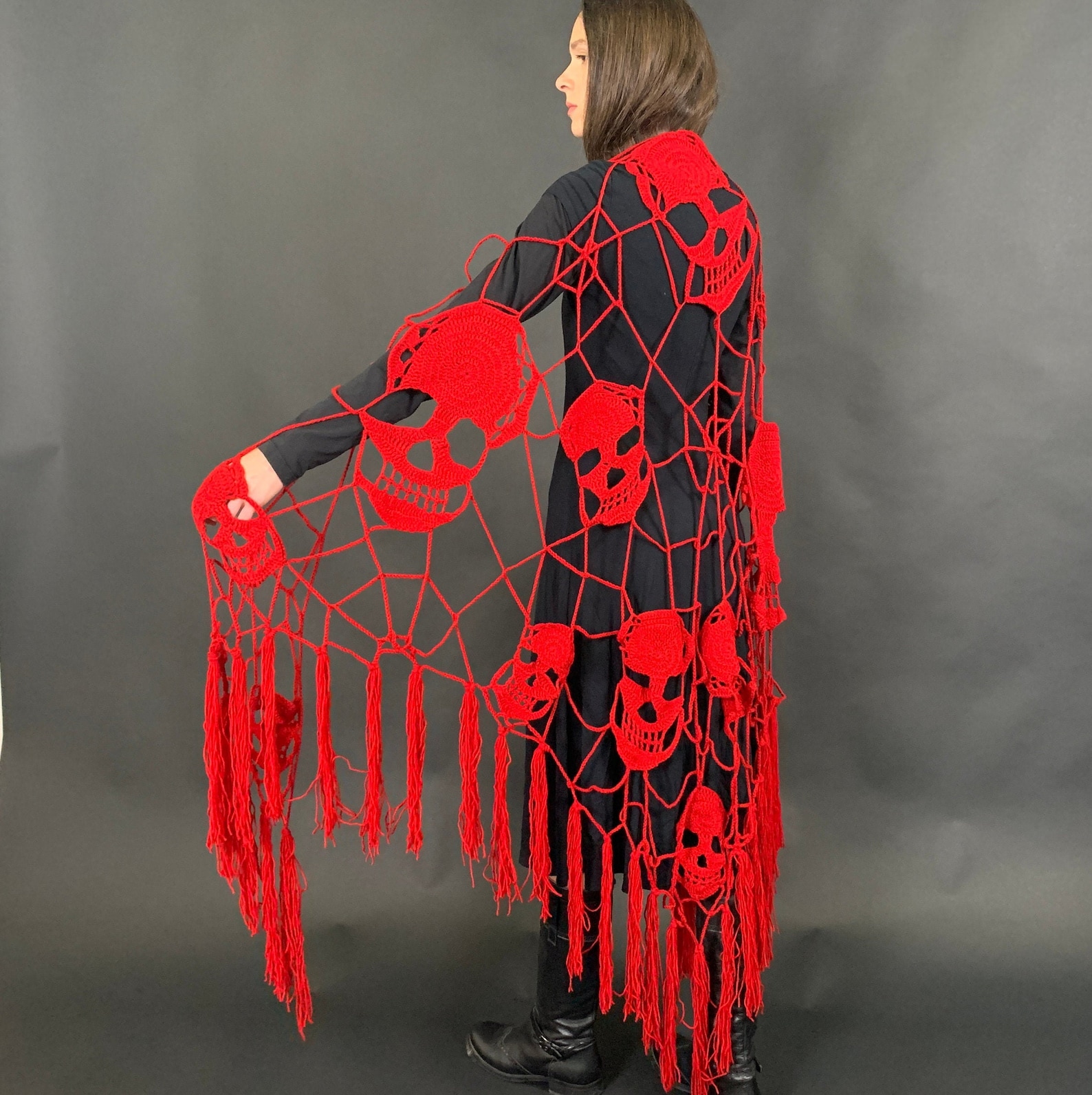 Lost Souls Shawl Crochet 13 Skulls Dark Academia Clothing Halloween ...