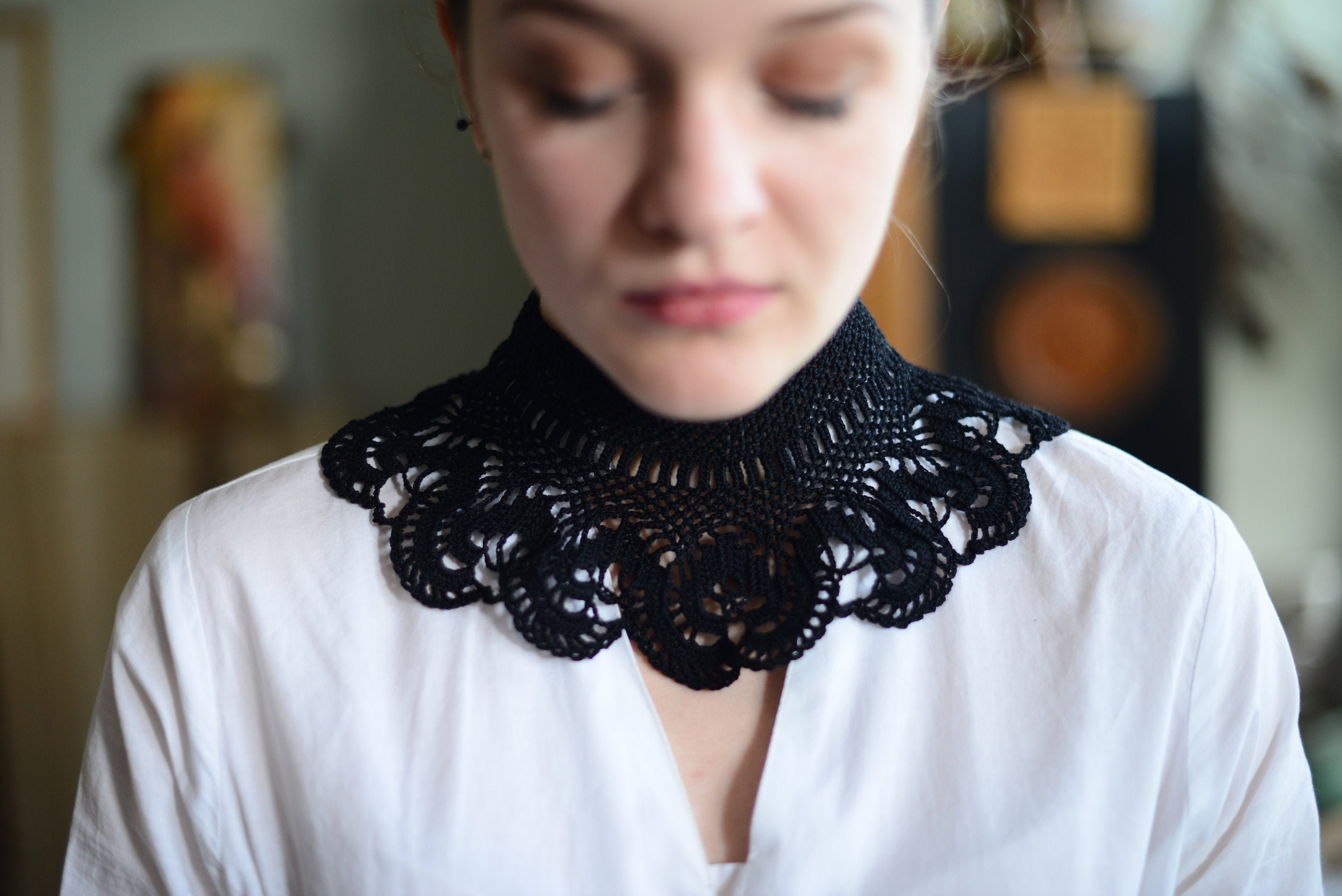 Black Choker Collar Necklace for Women Cottagecore Goth Detachable ...