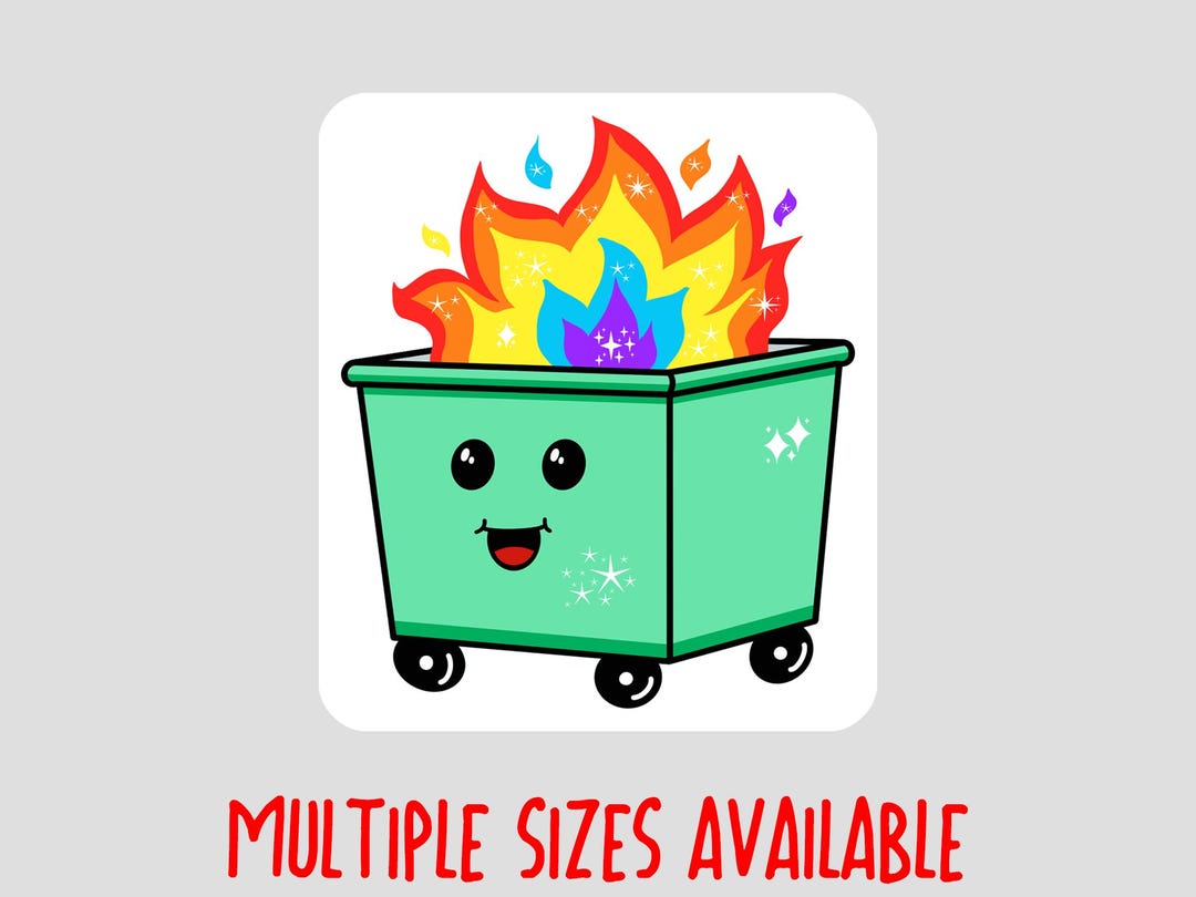 Color Stickers - Dumpster Fire - Cute Kawaii - Etsy