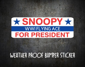 Vintage Snoopy for President Political Retro Travel Decal Bumper ...
