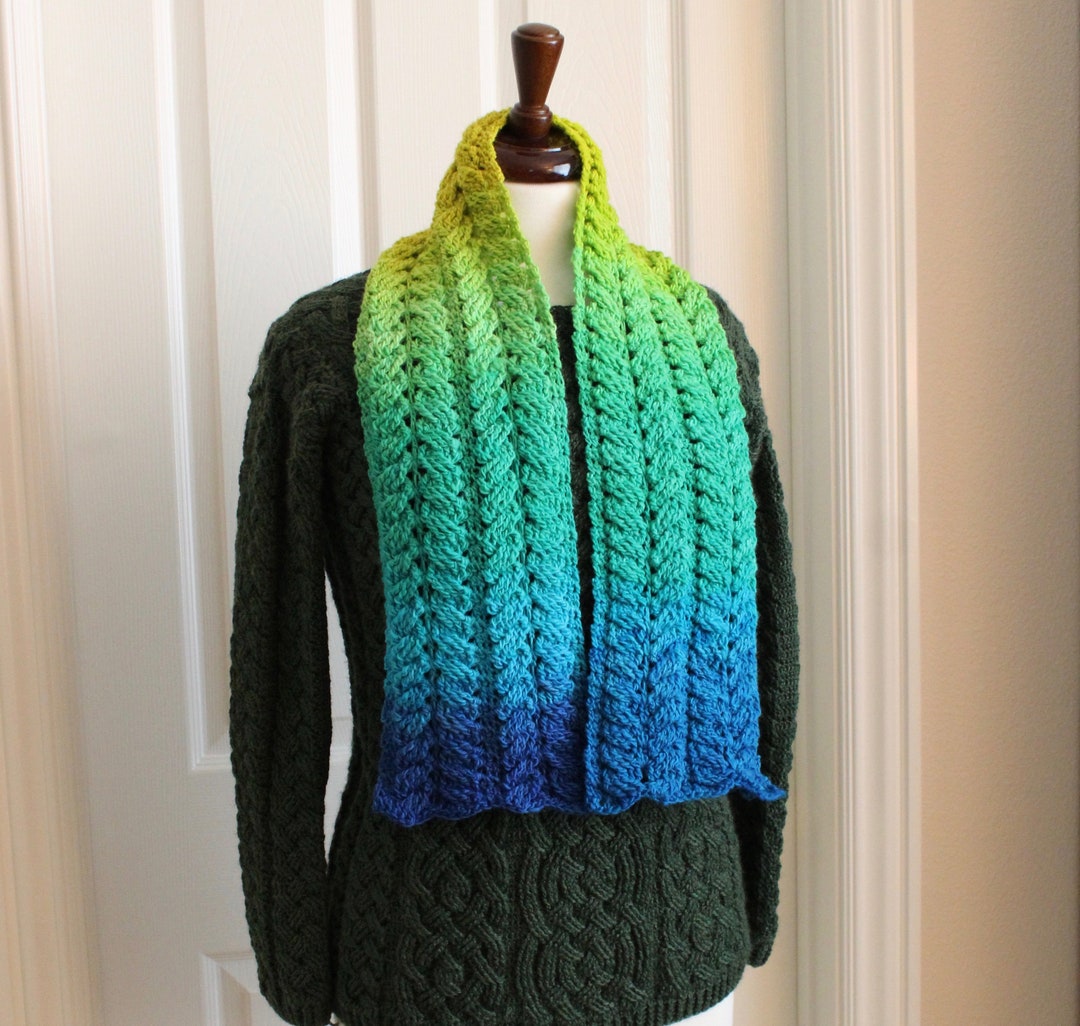Crochet Scarf Pattern, Algae Braided Cable Scarf Crochet Pattern for ...