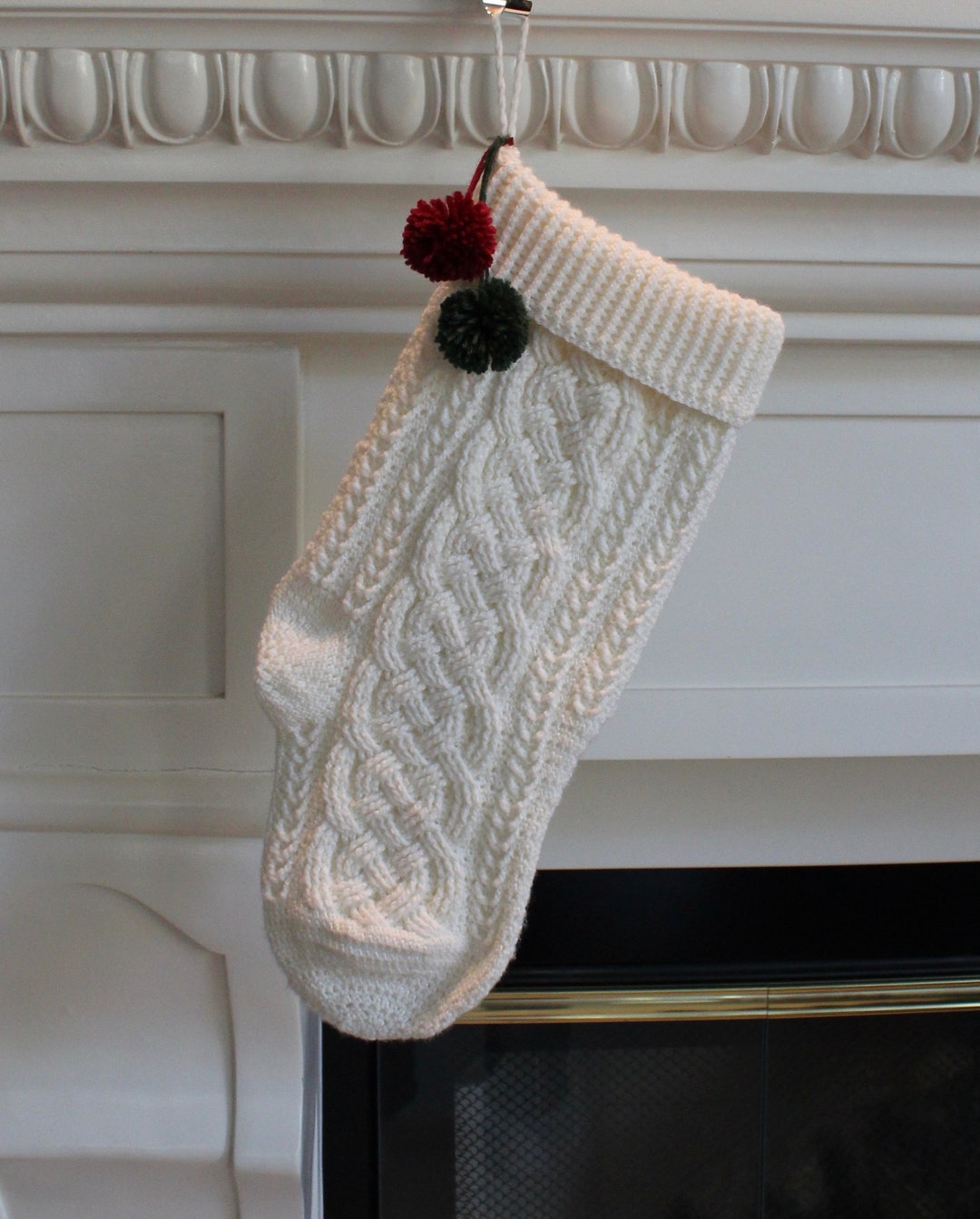 Christmas Cable Stocking Crochet Pattern Christmas Decor Crochet Cable ...