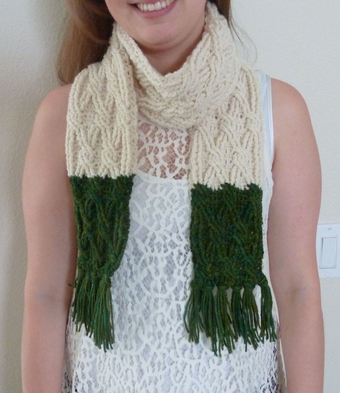 Crochet Scarf Pattern Color Block Cable Scarf Crochet Pattern - Etsy