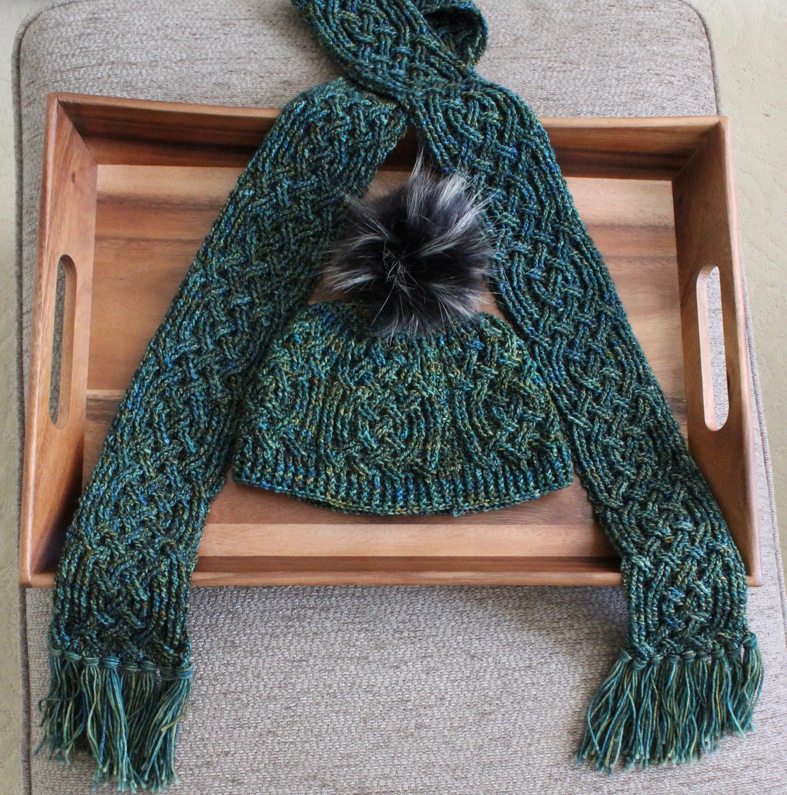 Crochet Scarf and Hat Pattern, Aberdeen Castle Braided Cable Scarf Hat ...