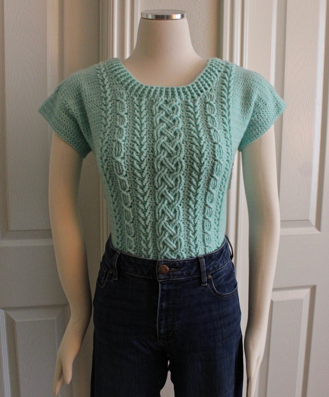 Inverness Braided Cable Adult Sweater Crochet Pattern for Women (size ...