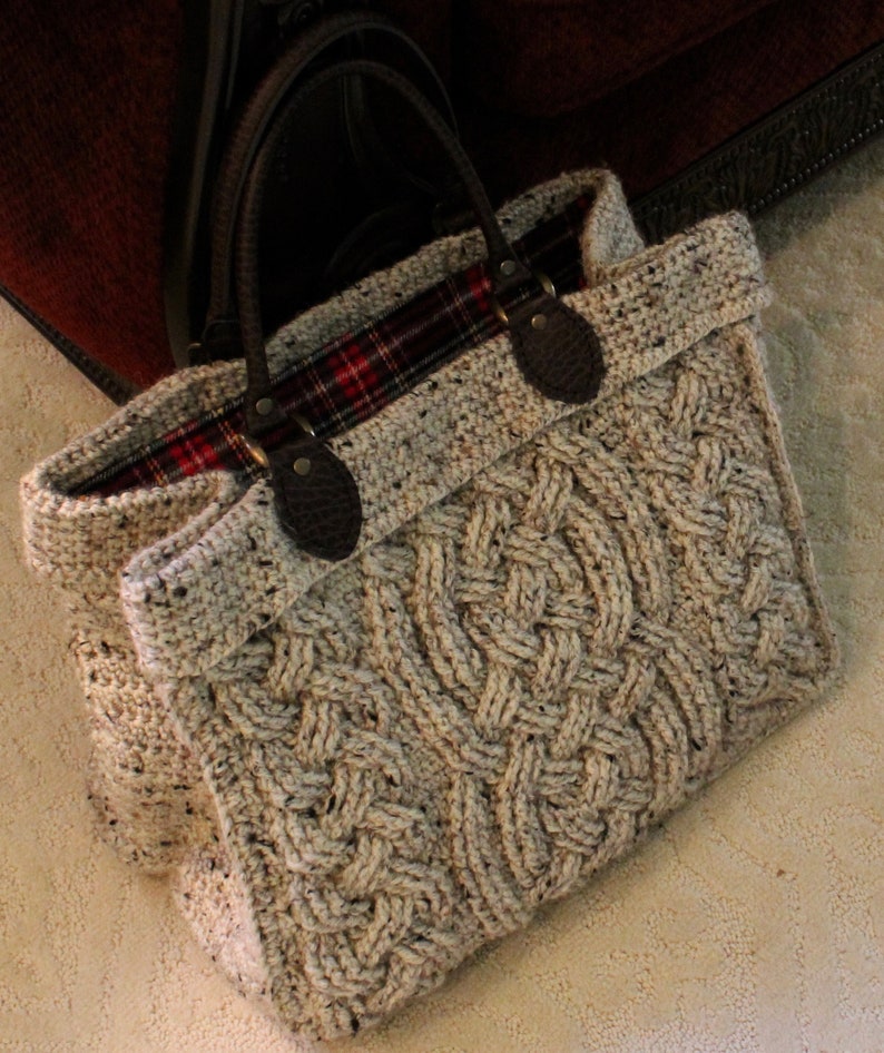 Aberdeen Cable Braided Purse Tote Handbag Crochet Patttern | Etsy