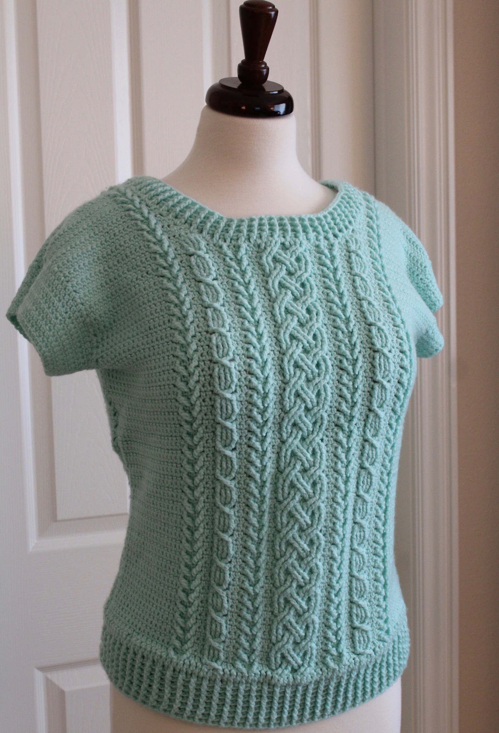 Inverness Braided Cable Adult Sweater Crochet Pattern for Women (size ...