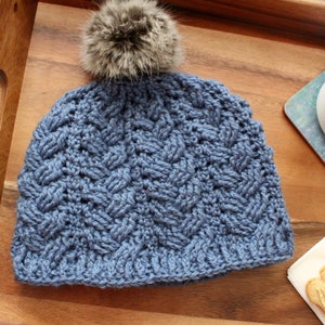 Crochet Hat Pattern, Cobblestone Cable Braided Hat Beanie Crochet ...