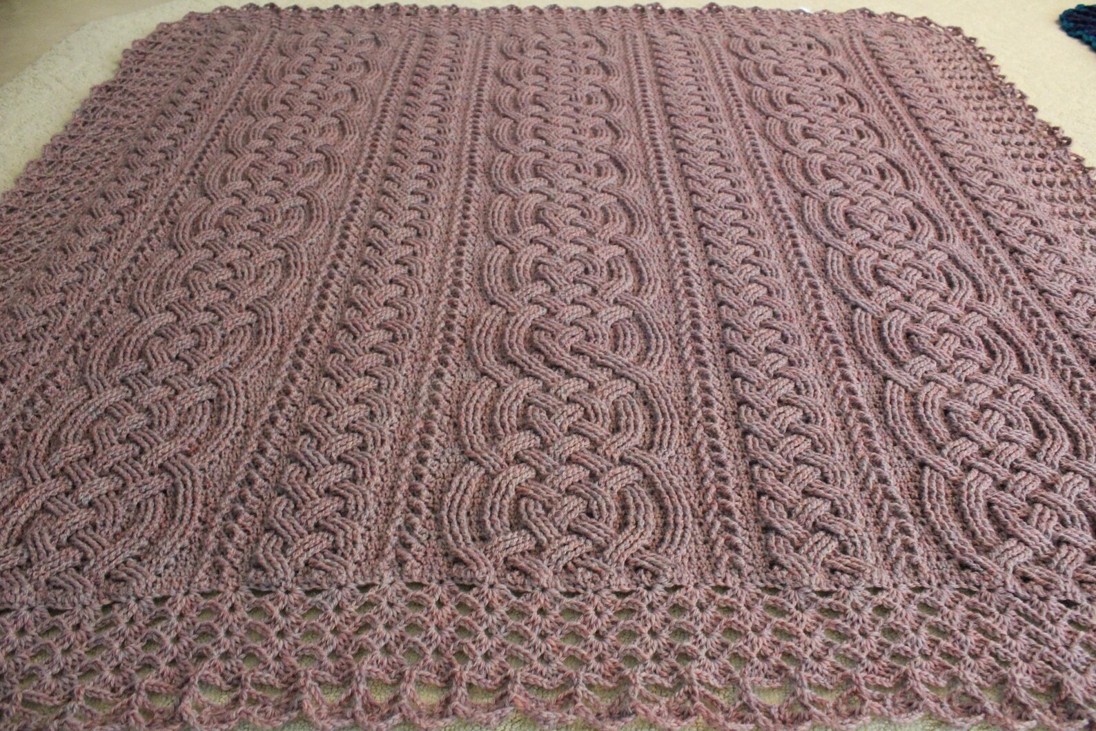 Crochet Blanket Pattern, Aberdeen Braided Cable Blanket Afghan Throw ...