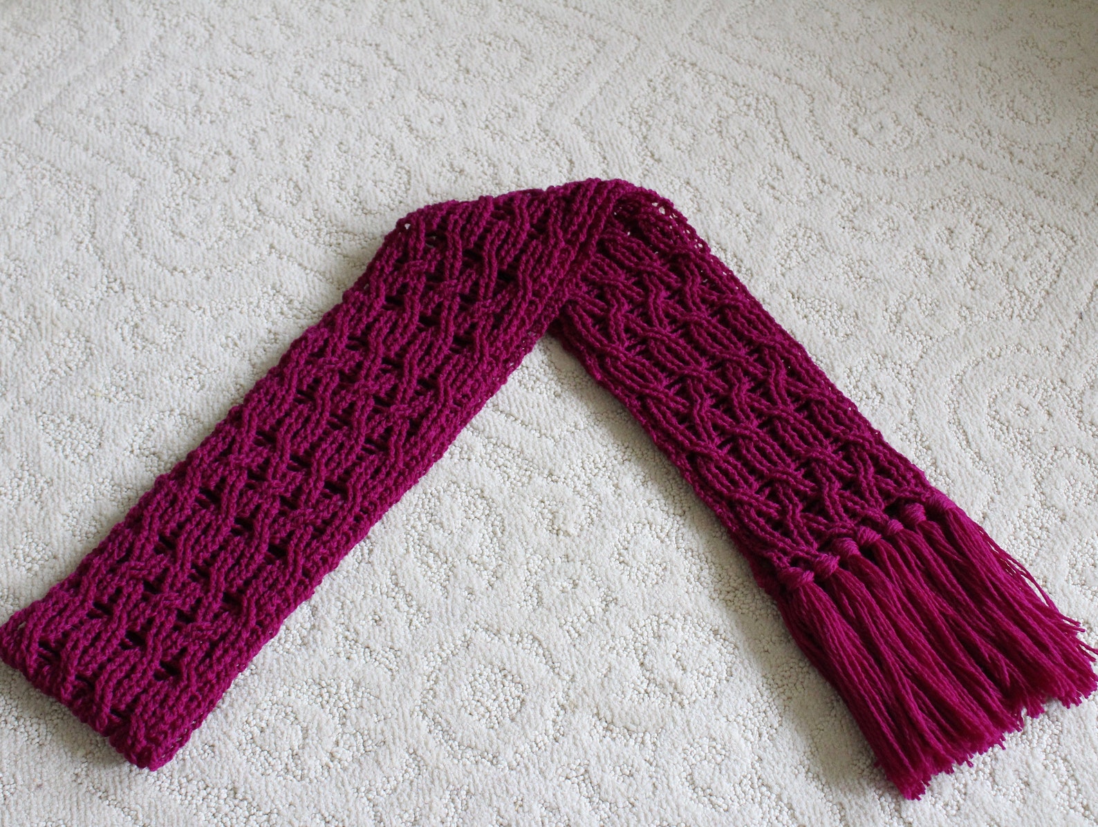Crochet Scarf Pattern, Celtic Lace Cable Braided Scarf Crochet Pattern ...