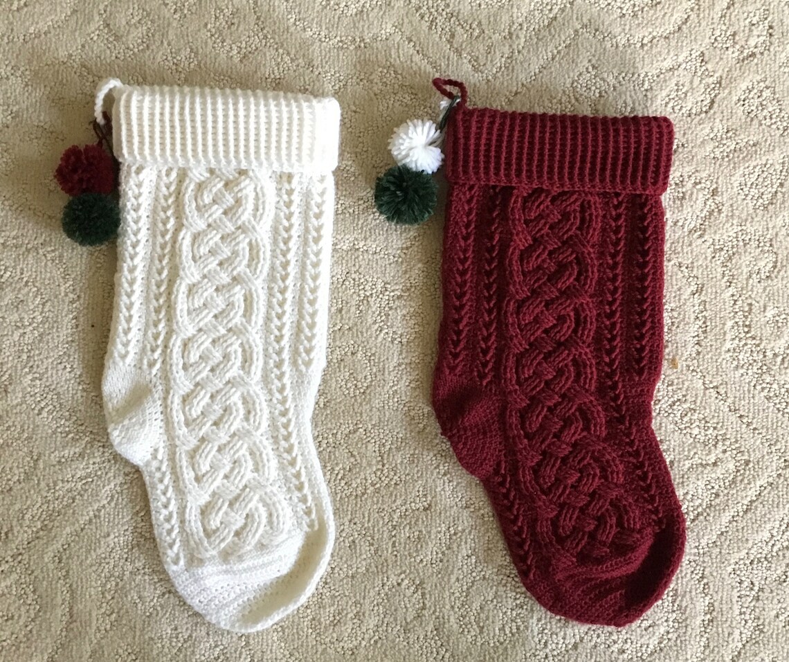 Christmas Cable Stocking Crochet Pattern Christmas Decor Crochet Cable ...
