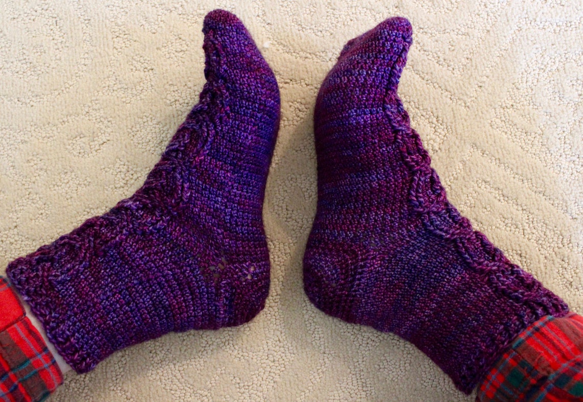 Crochet Sock Pattern, Ballycastle Braided Cable Socks Crochet Pattern ...