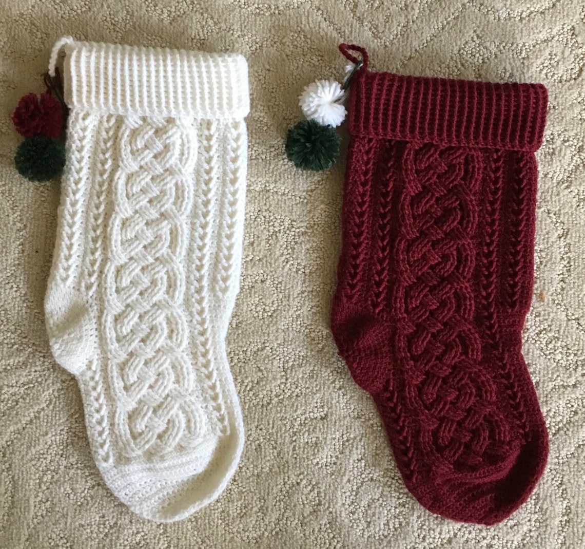 Christmas Cable Stocking Crochet Pattern Christmas Decor Crochet Cable ...