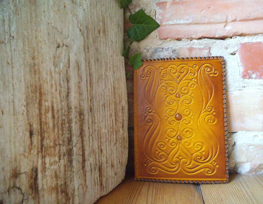 Genuine Leather Book Cover Notebook Cover Vintage Diary Cover Yellow ...