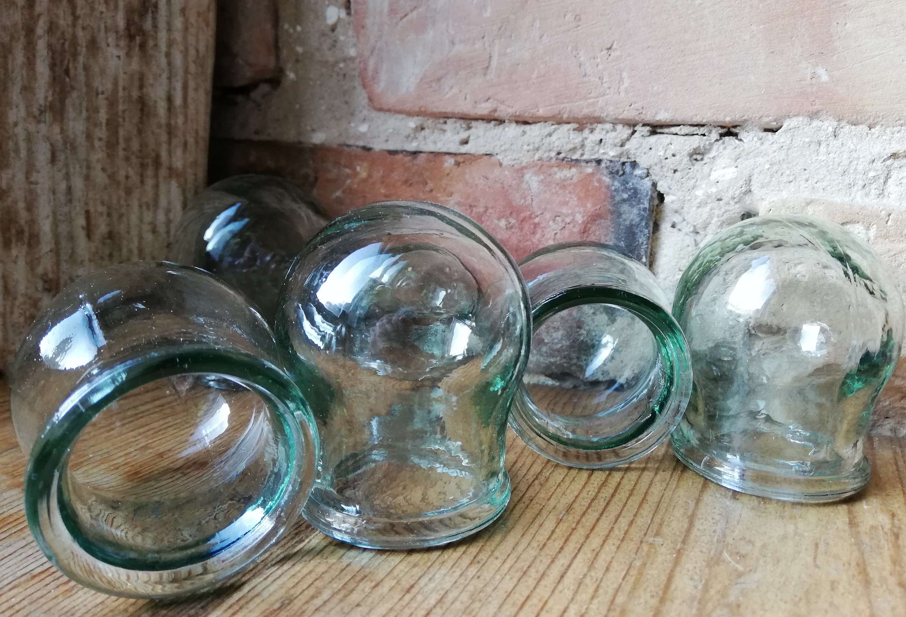 Medical Fire Cupping Jars Set of 6 Green Vintage Medical Glass Cupping ...