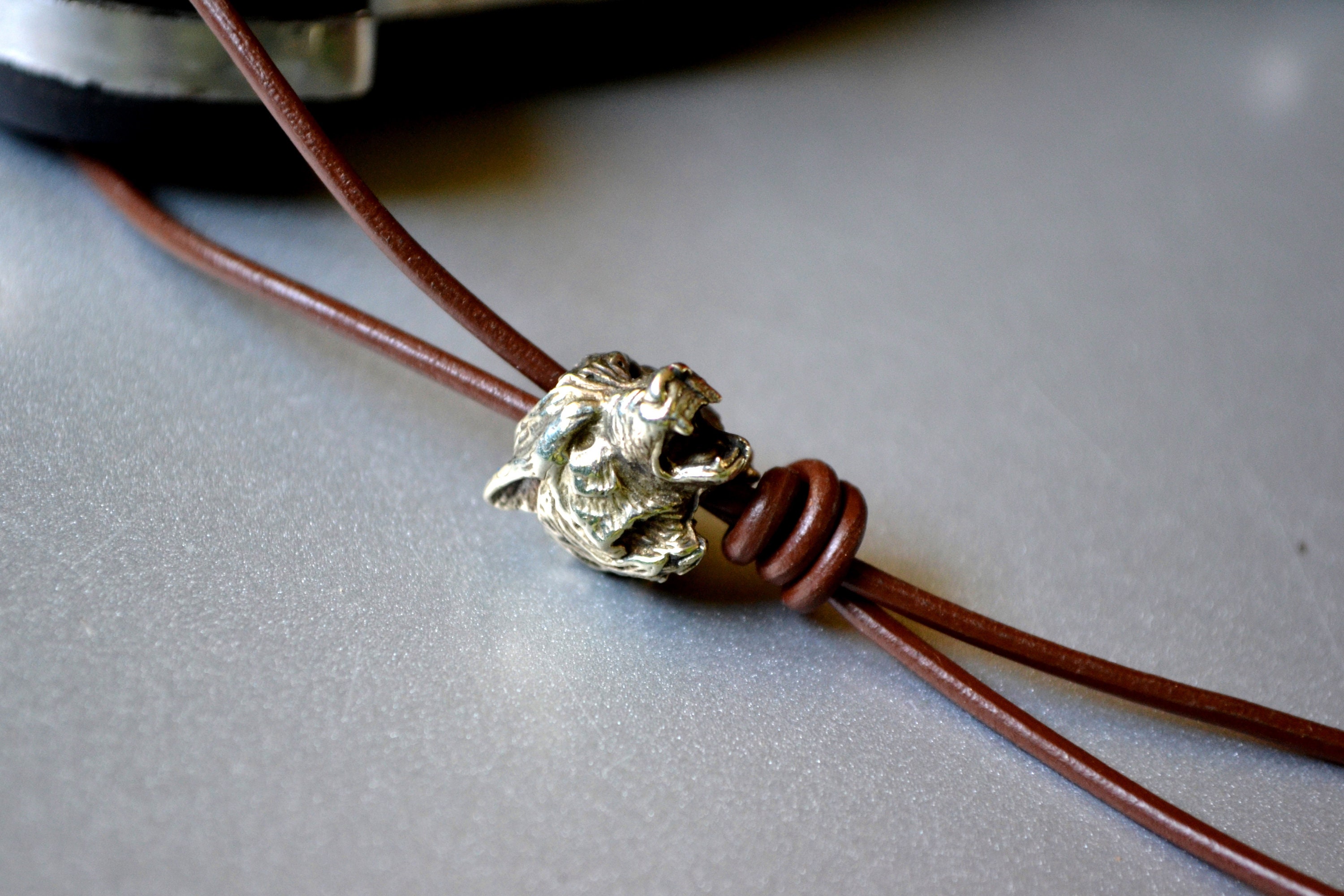 Leather knife lanyard with brass bead edc tactical custom | Etsy