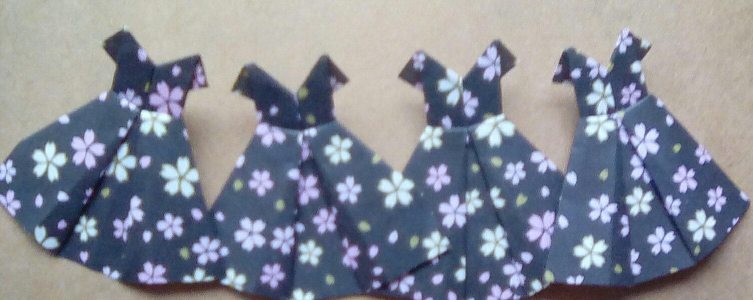 Black Floral Paper Dresses set of 4 - Etsy