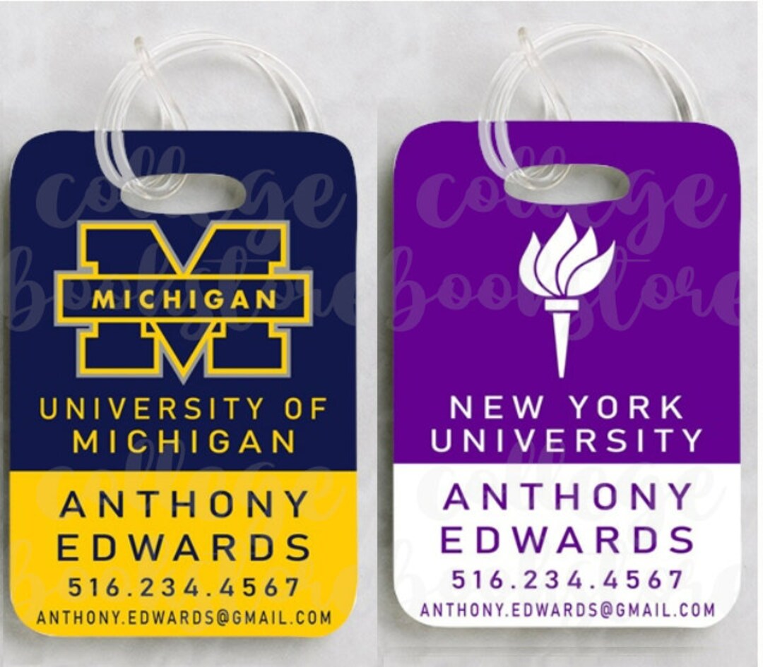 Custom College Luggage Tag Personalized Suitcase Travel Bag Bookbag ...
