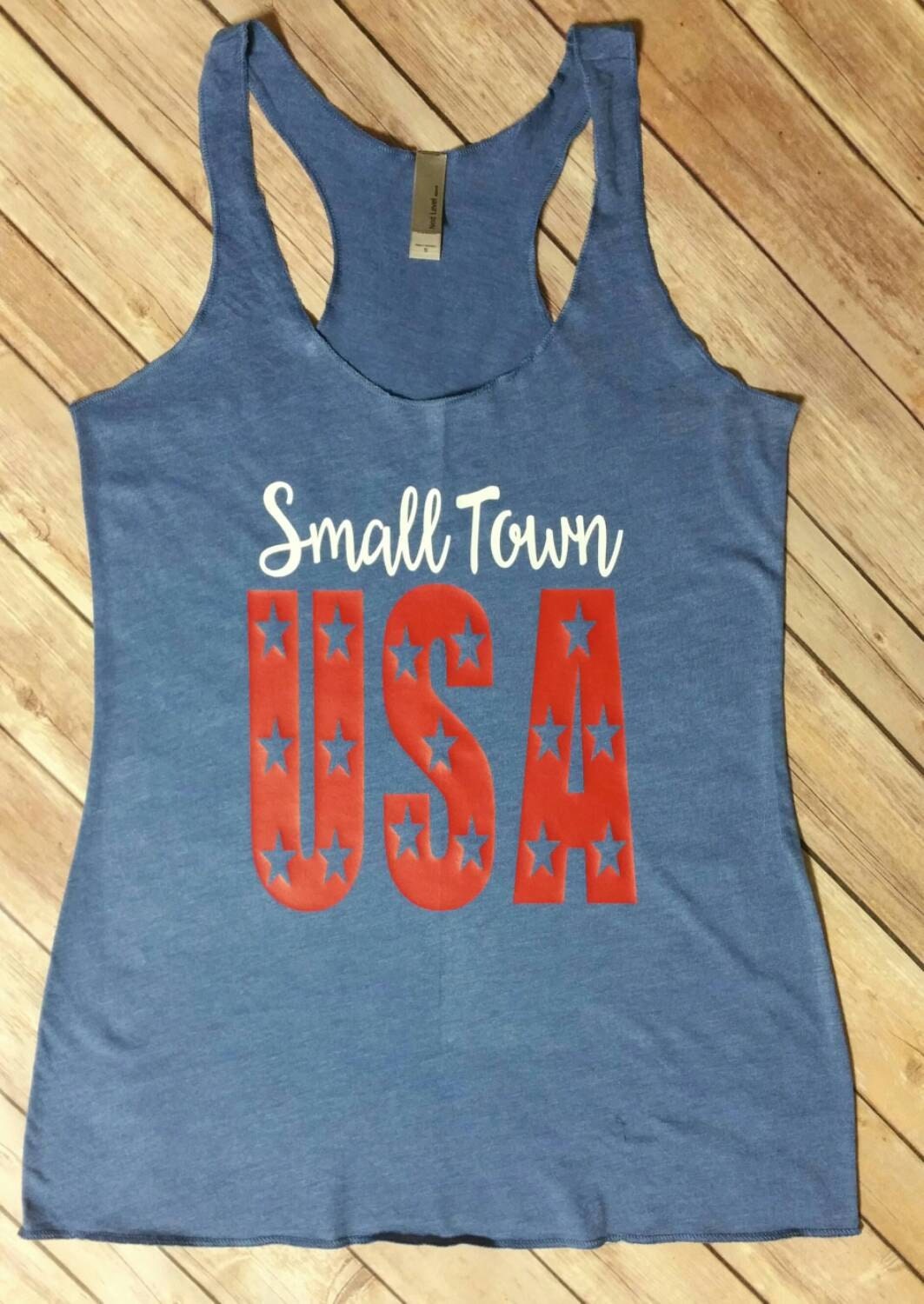 Small Town USA Red White and Blue Tri Blend Racerback Tank - Etsy
