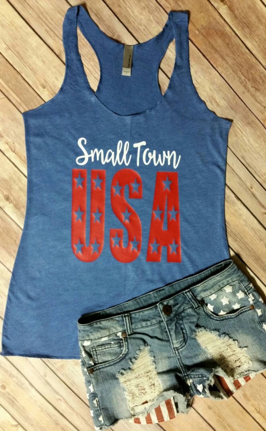 Small Town USA Red White and Blue Tri Blend Racerback Tank - Etsy